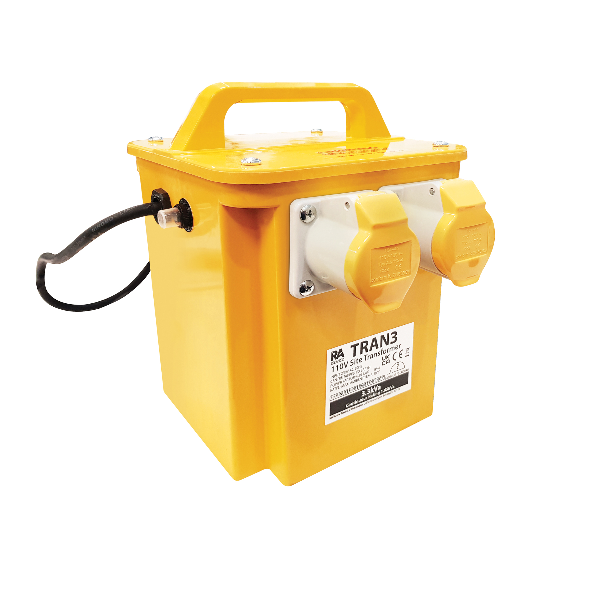 Red Arrow 110v IP44 3.3kVa Portable Transformer (2x16A Sockets)